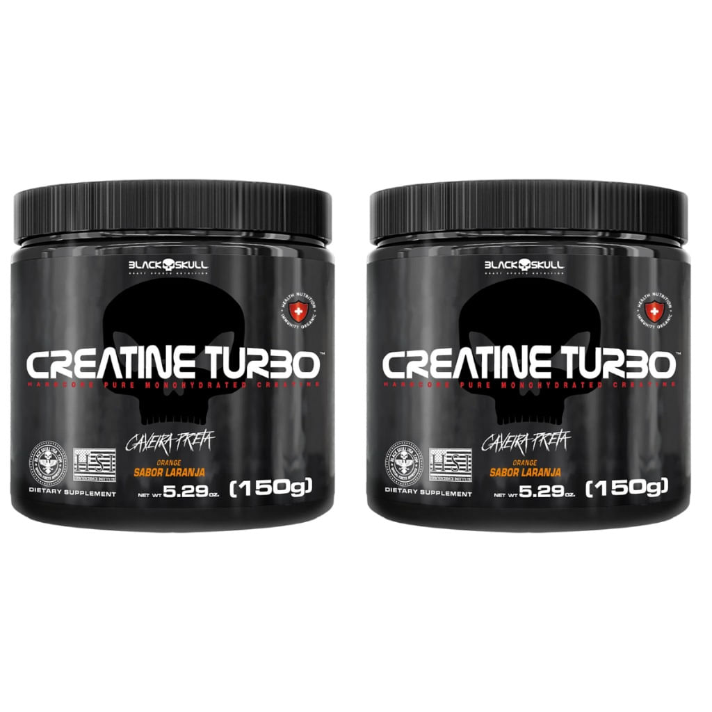 Kit 2x Creatina Monohidratada Laranja Creatine Turbo 150g Black Skull