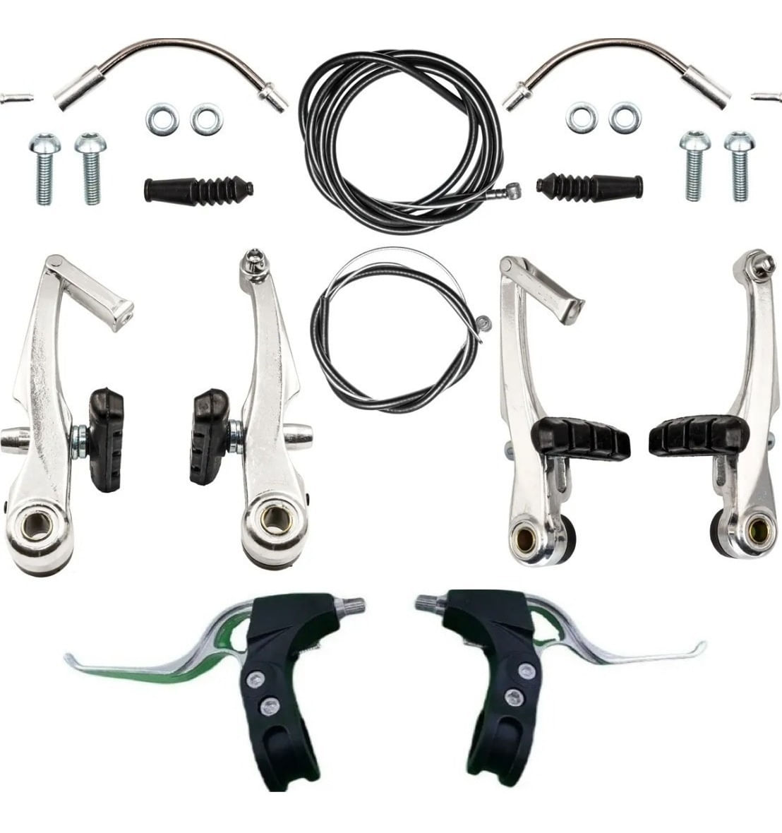 Freio V-brake Para Bicicleta C/ Manete Alumínio Polido Logan