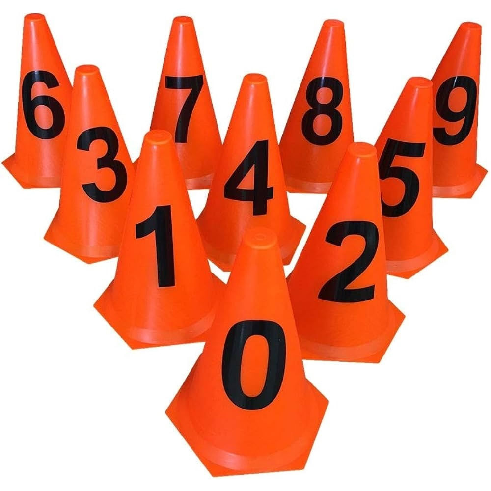Decathlon | Kit 10 Cones 23cm - Numerados 0 a 9 - Laranja - Treino de ...