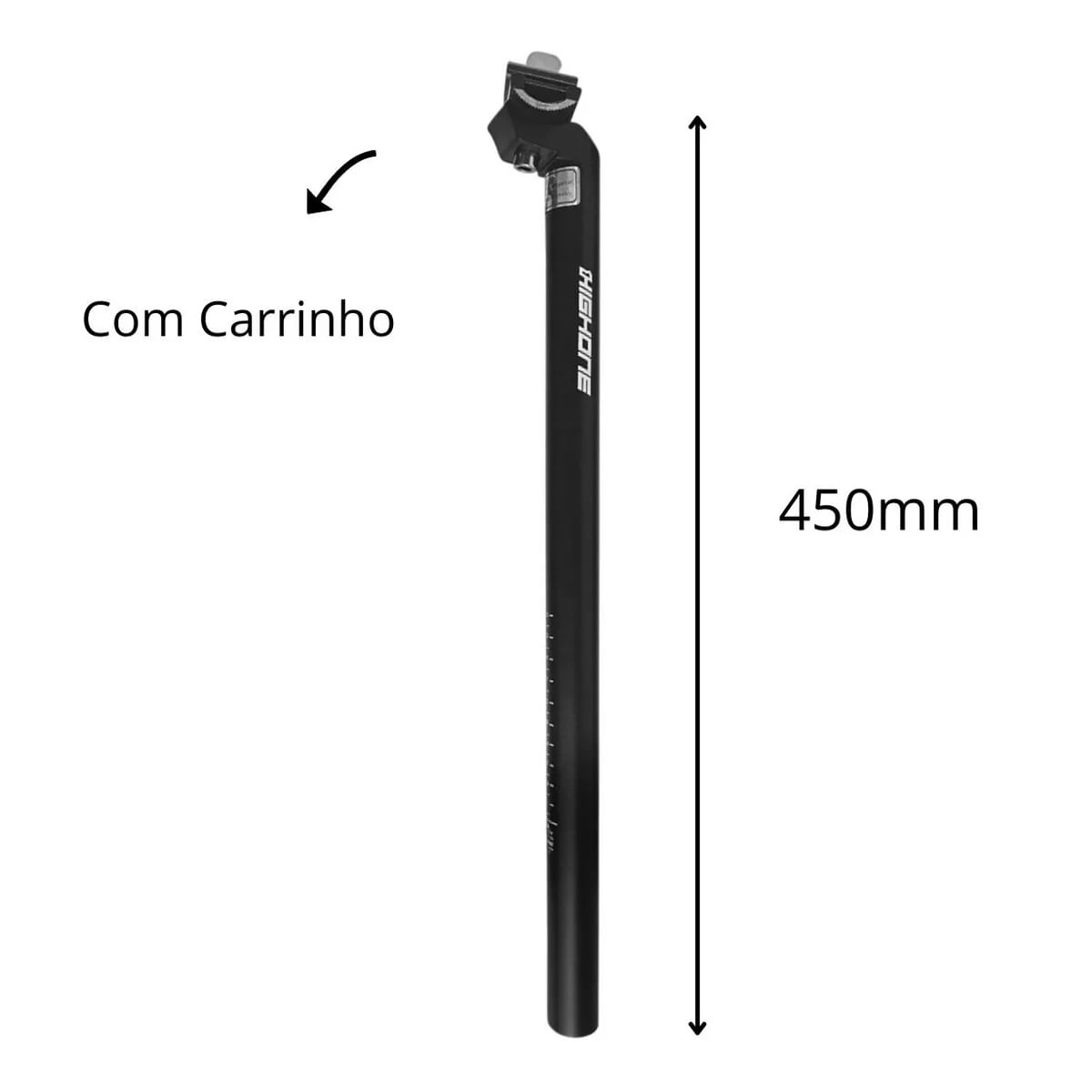 Canote selim bike alumínio High One 27.2 x 450 mm c/ carrinho